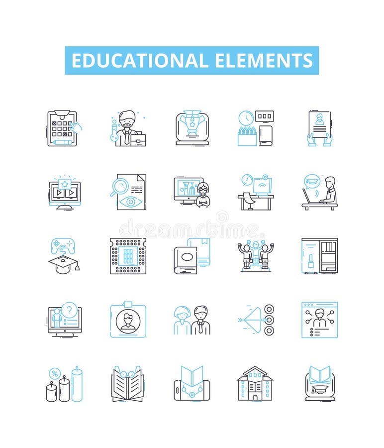 Educational Elements Vector Line Icons Set. Learning, Instruction ...