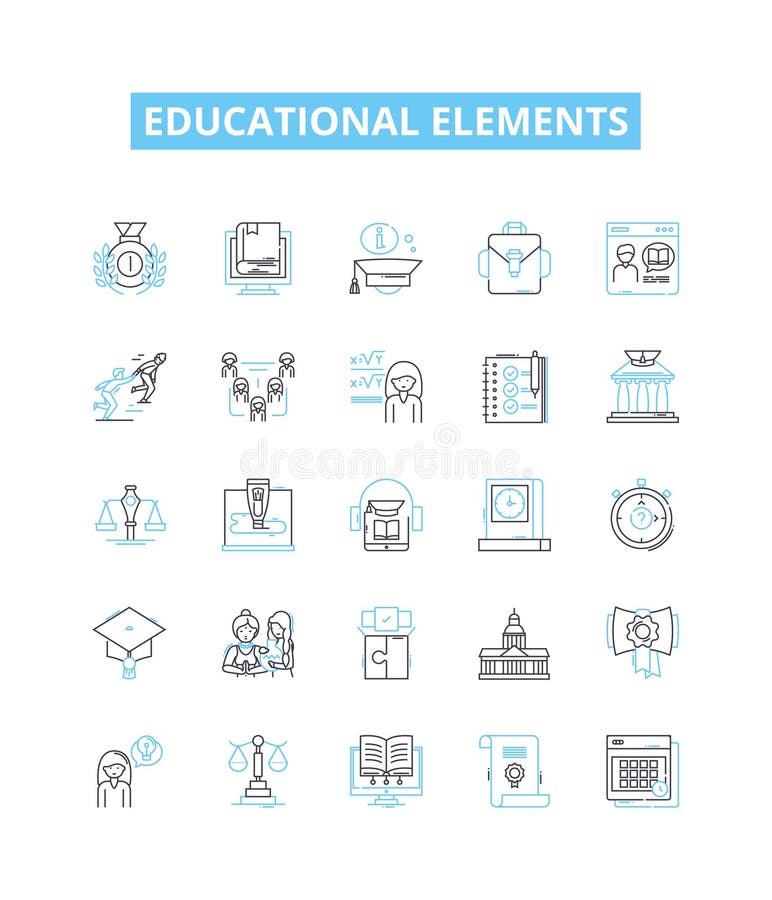 Educational Elements Vector Line Icons Set. Learning, Instruction ...