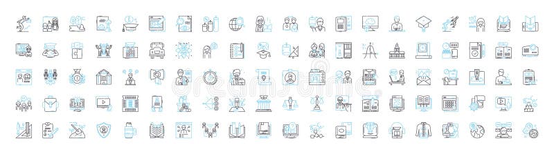 Educational Elements Vector Line Icons Set. Learning, Instruction ...