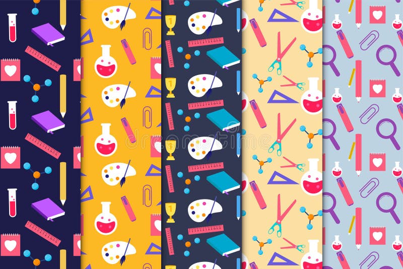 Education Pattern Bundle Vector with Purple and White Color Backgrounds ...