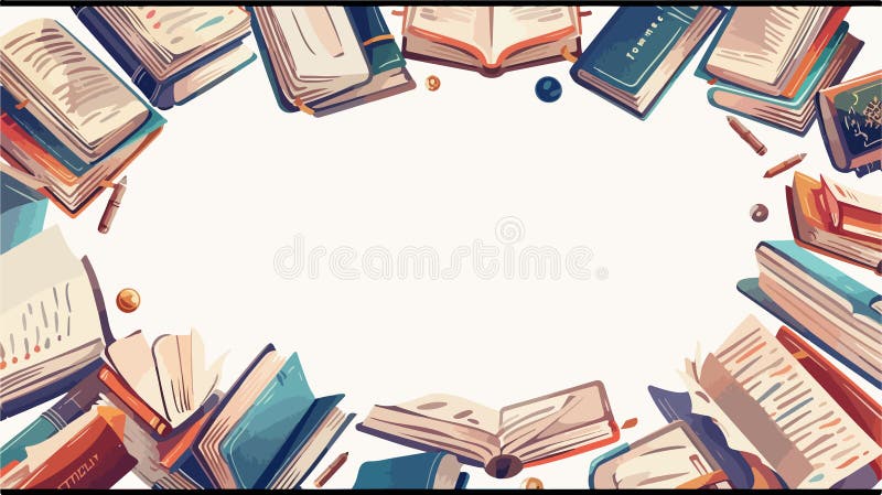 Stack Of School Books Border