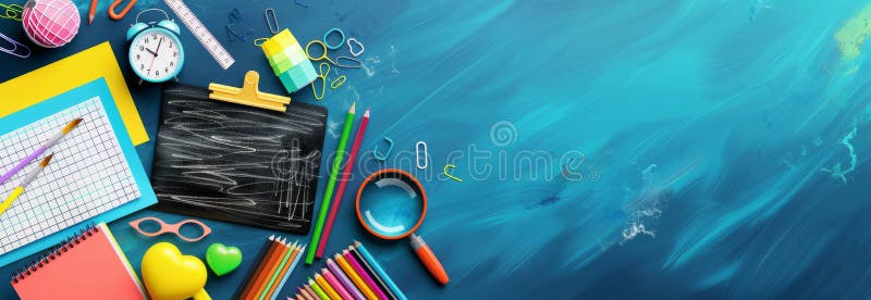 Educational Essentials: a Variety of Colorful School Supplies on a ...