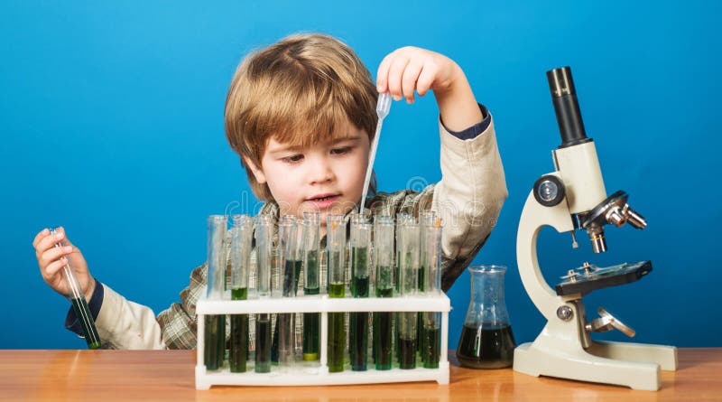 Child Study Biology Chemistry. Educational Experiment Stock Image ...
