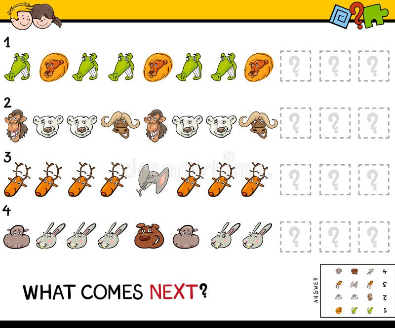 Educational Finish the Pattern Game with Pets Stock Vector ...