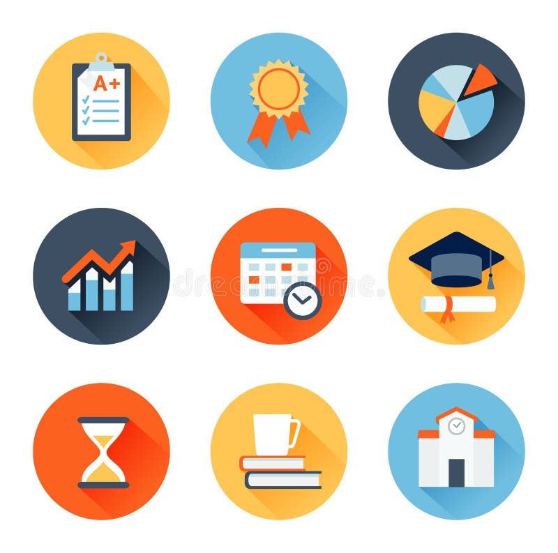 Educational flat icons stock vector. Illustration of degree - 41796740