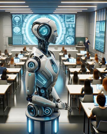 Educational Future University Classroom AI Robot Professor Teaching ...