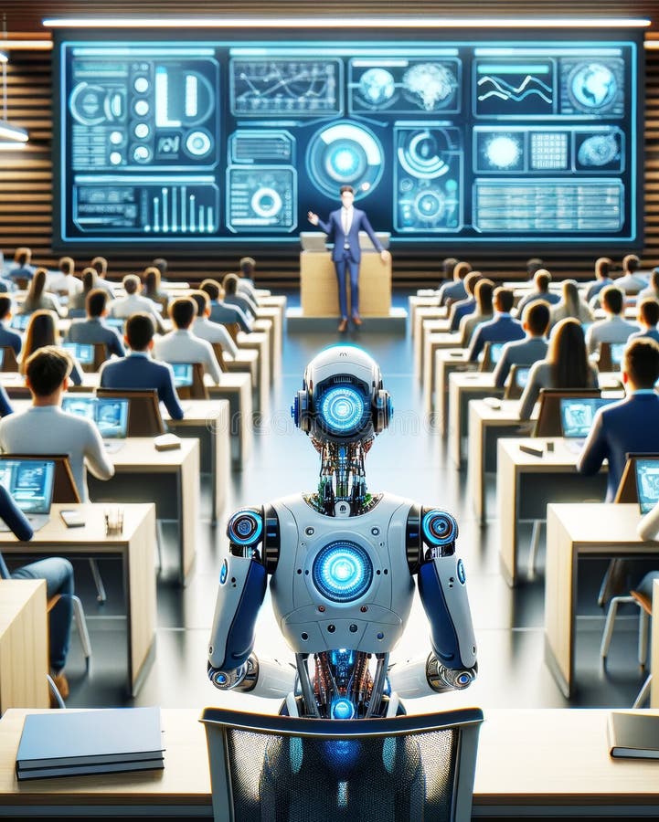 Educational Future University Classroom AI Robot Professor Teaching ...