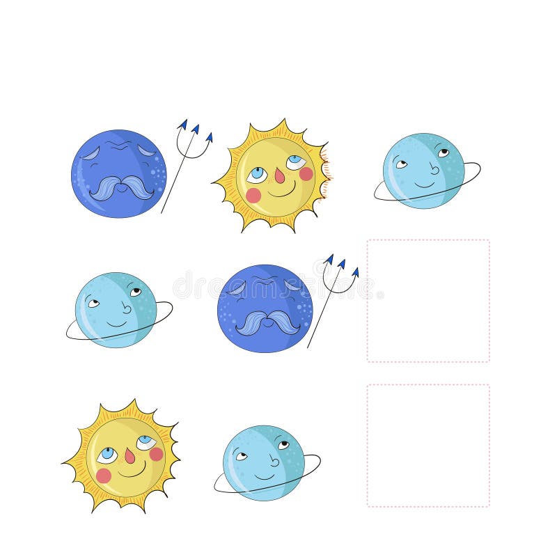 Educational Game for Child Draw the Missing Stock Vector - Illustration ...