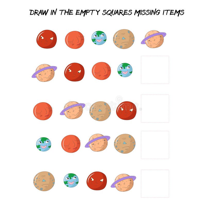 Educational Game for Child Draw the Missing Stock Vector - Illustration ...
