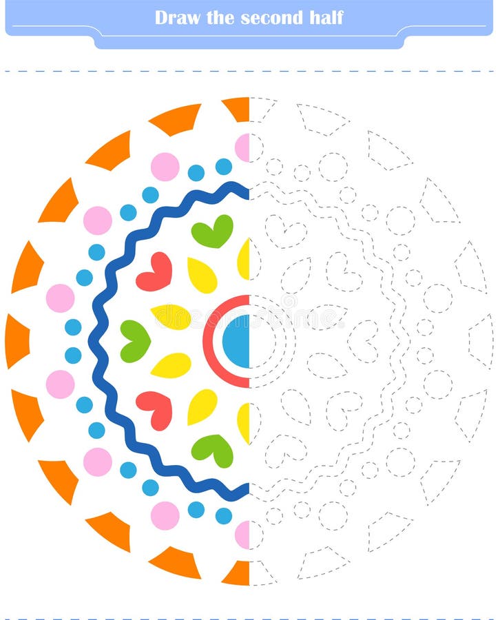 Educational Game for Children. Circle and Color the Second Part of the ...