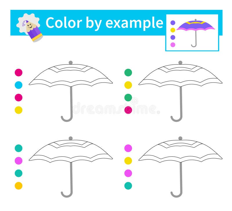 Educational Game for Children. Coloring Pages. Color by Example ...