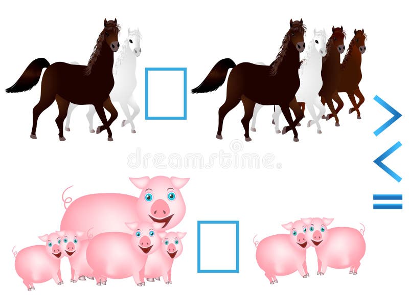 Educational Game for Children, Comparison of the Number of Animals ...