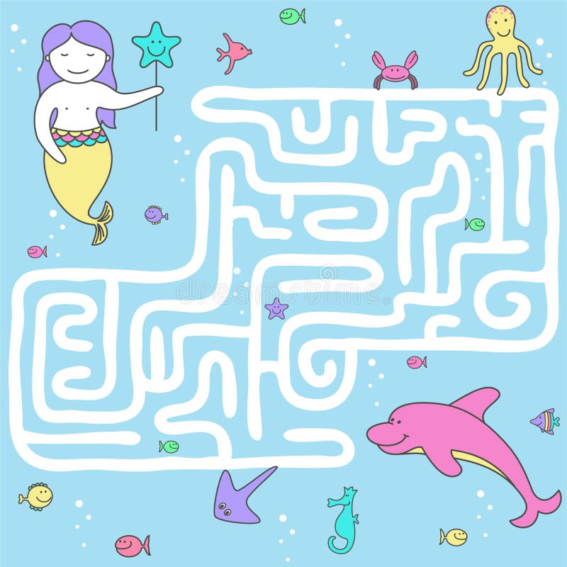 Educational Game for Children. a Fun Maze for Young Children. Cartoon ...