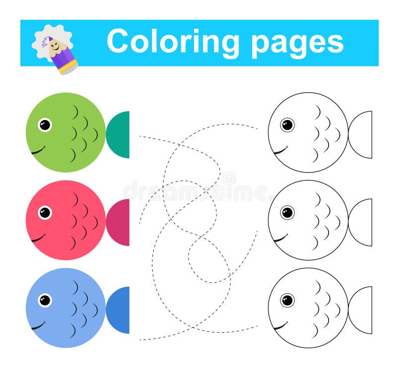 Educational Game for Children. Go through the Maze and Color a Fish ...