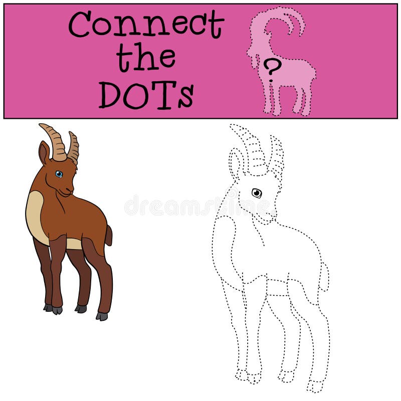 Educational Game: Connect the Dots. Cute Ibex Smiles. Stock Vector ...