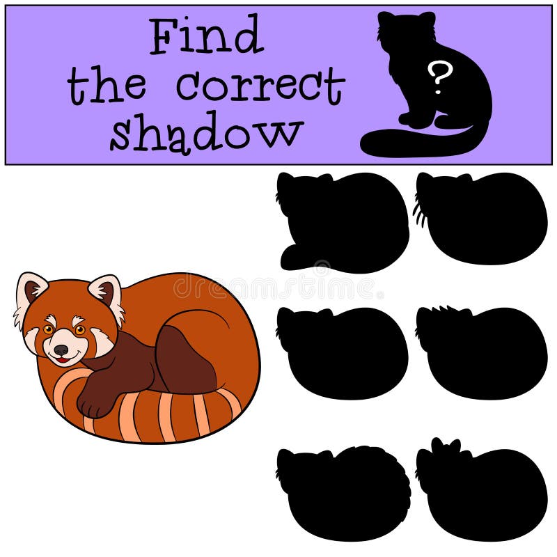 Educational Game: Find the Correct Shadow. Little Cute Red Panda Stock ...