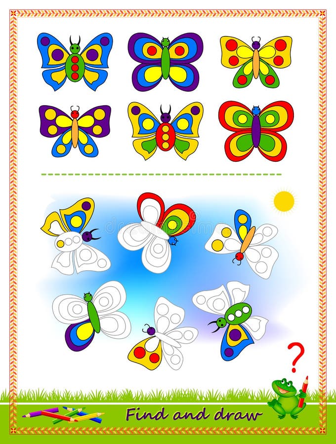 Educational Game for Kids. Find the Butterflies and Draw Them by ...