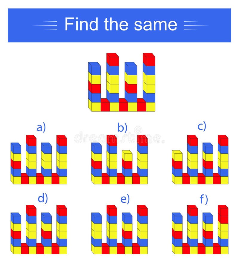 Educational Game for Kids. Need To Find Same Square Stock Vector ...
