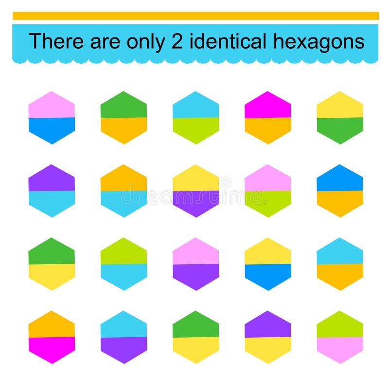 Educational Game for Kids. Need To Find Two Identical Hexagons. Visual ...