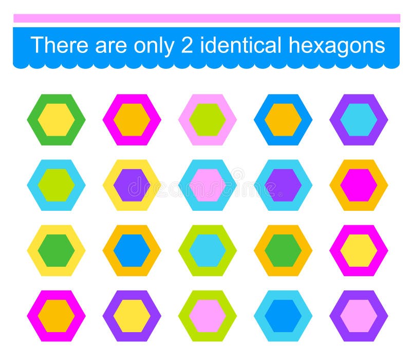 Educational Game for Kids. Need To Find Two Identical Hexagons. Visual ...