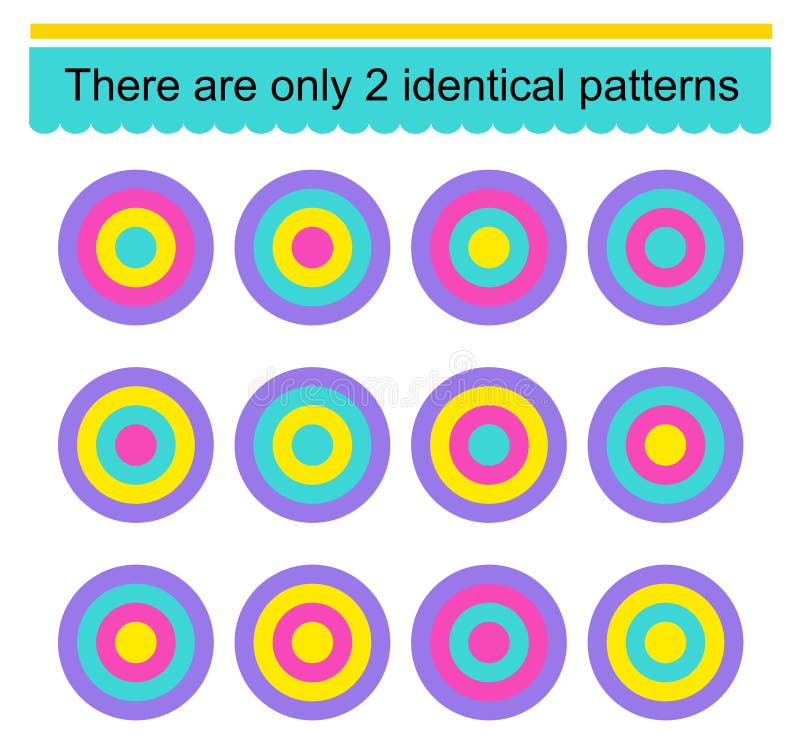 Educational Game for Children. Find Two Identical Patterns. Vector ...