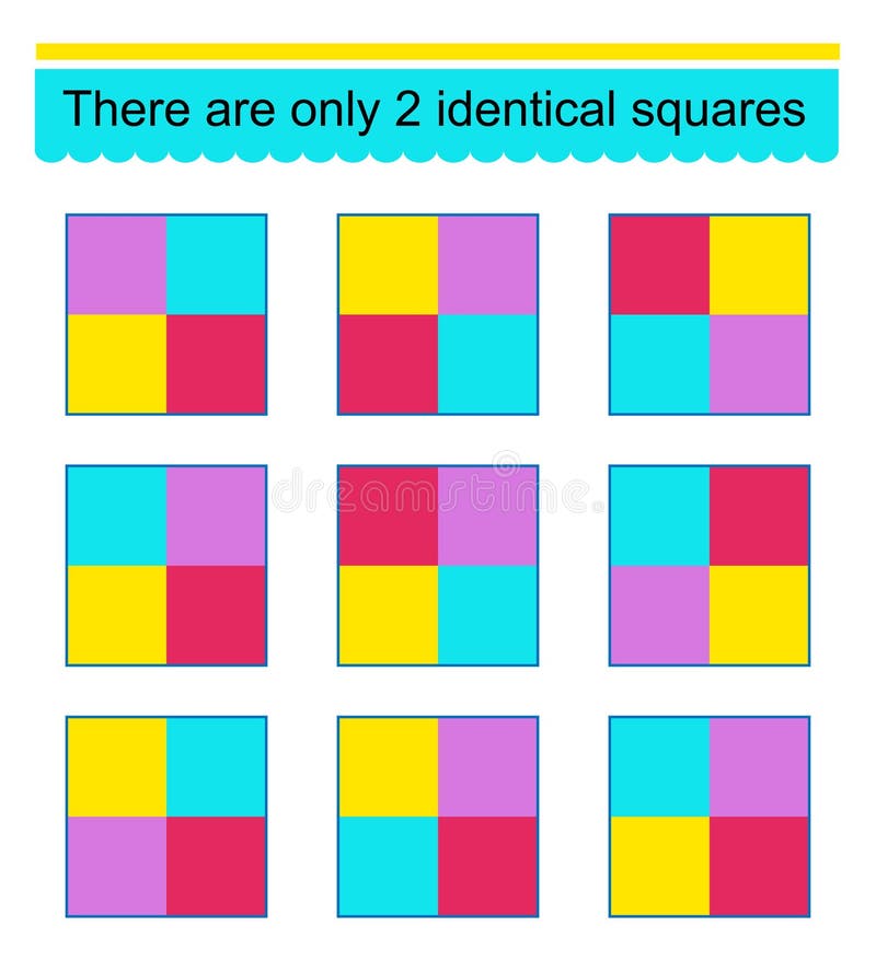 Educational Game. Need To Find Two Identical Squares. Vector Stock ...
