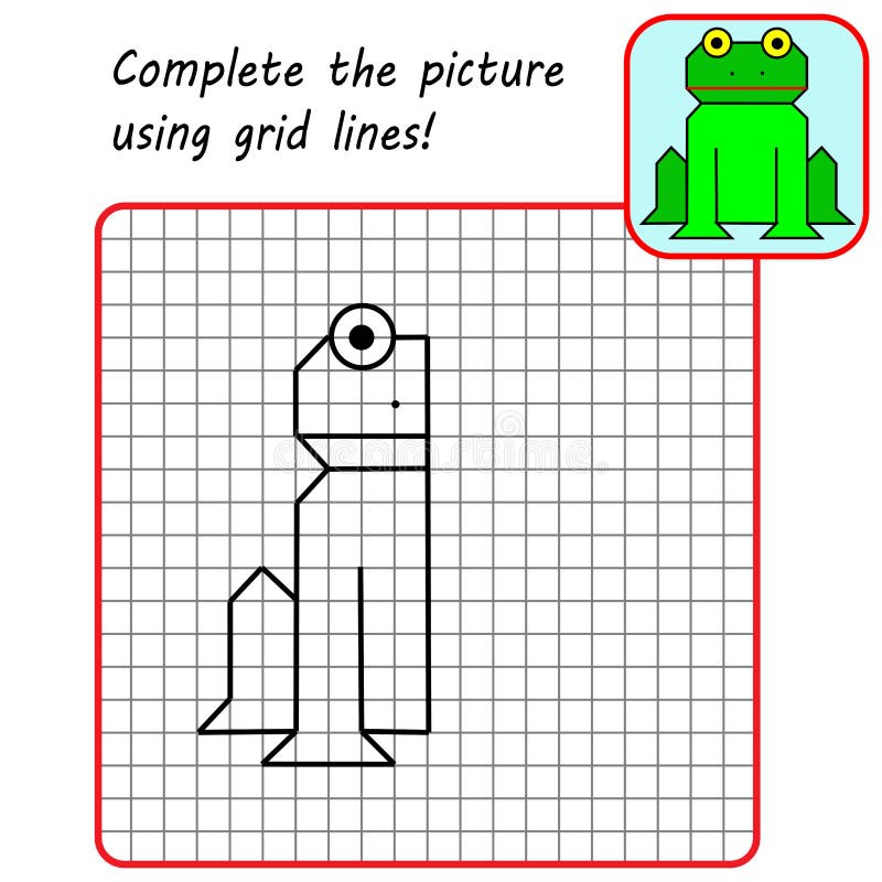 Educational Game for Kids. Simple Exercise Frog. Drawing Using Grid ...