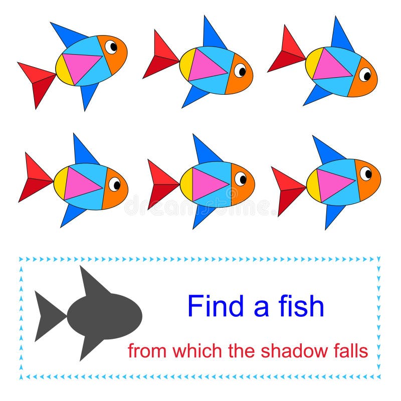 Educational Game for Kids. Find a Fish from Which the Shadow Falls ...