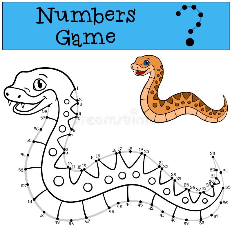 Educational Game: Numbers Game with Contour. Little Cute Viper Stock ...