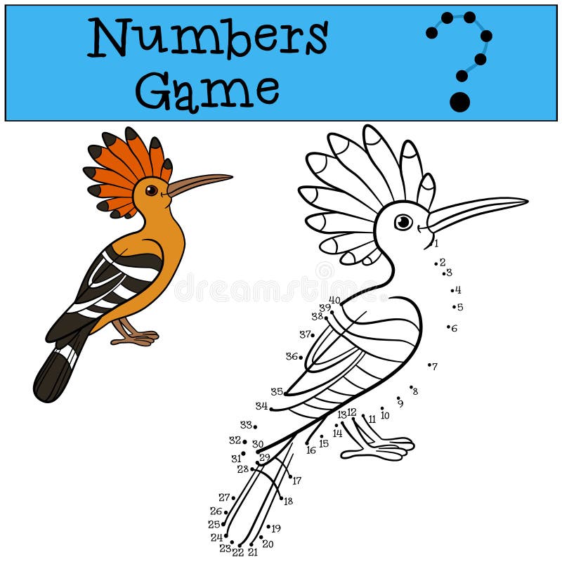 Educational Game: Numbers Game. Cute Beautiful Hoopoe Sits Stock Vector ...