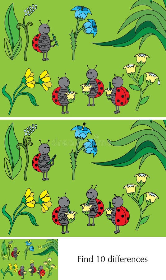 Find 10 differences stock vector. Illustration of solution - 361060715