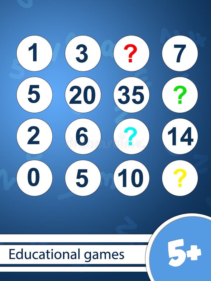 Educational Games for Kids, Logic. Chart with Numbers and Missing ...