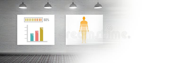 Educational Human Body Statistical Charts on Wall and Blank Transition ...