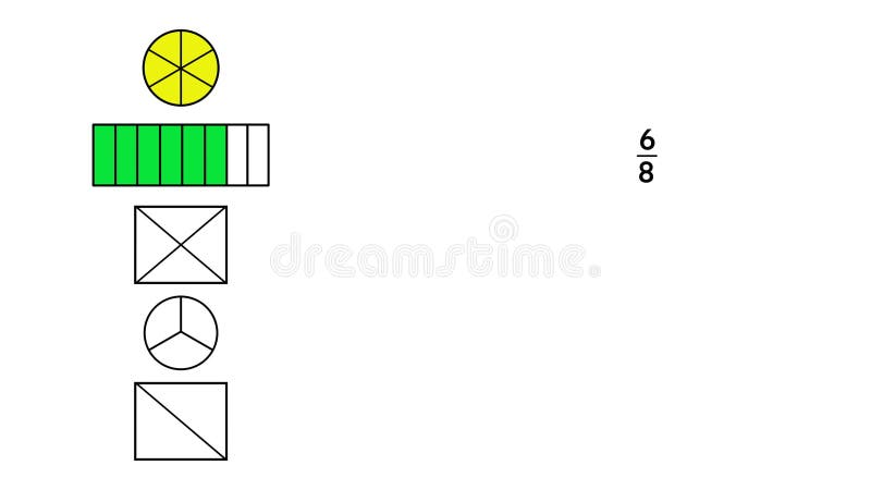 Educational Illustration Designed To Teach Fractions, Featuring Five ...