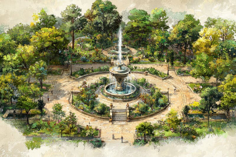 An Educational Illustration of a Garden Plan Layout, Focusing on Plant ...