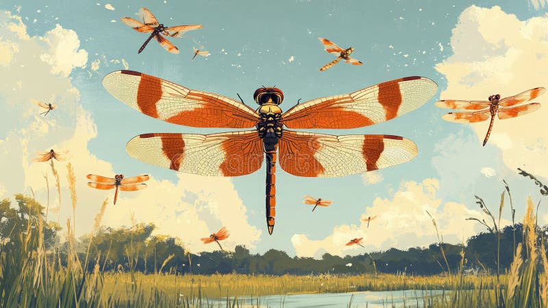 Educational Infographic on Dragonfly Swarms Featuring Illustrations ...