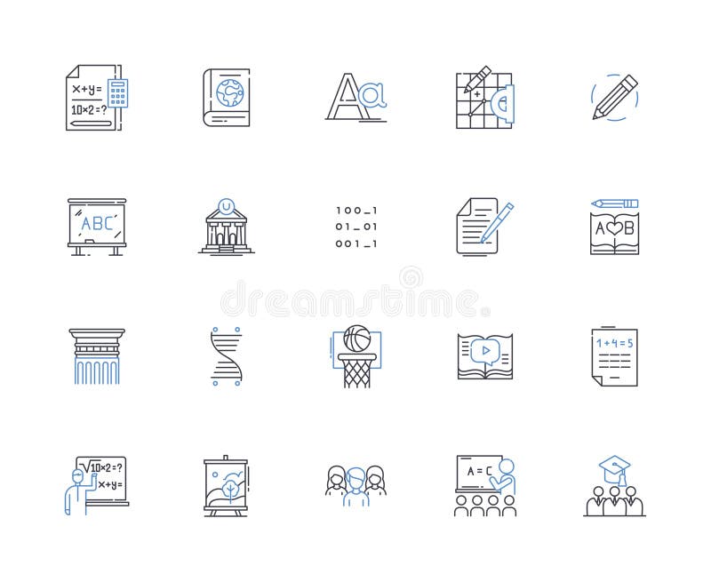 Educational Institution Line Icons Collection. Learning, Curriculum ...