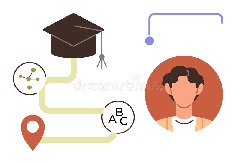 Educational Journey Map with Graduation Hat, Milestones, and Student ...