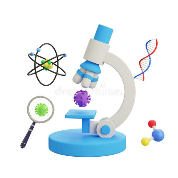 Educational Lab Tools: Atom, DNA, and Microbe Stock Photo ...