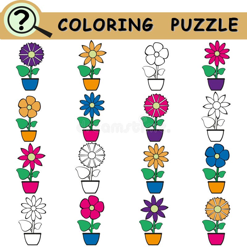 Educational Logic Game for Children with Coloring Page Elements. Stock ...