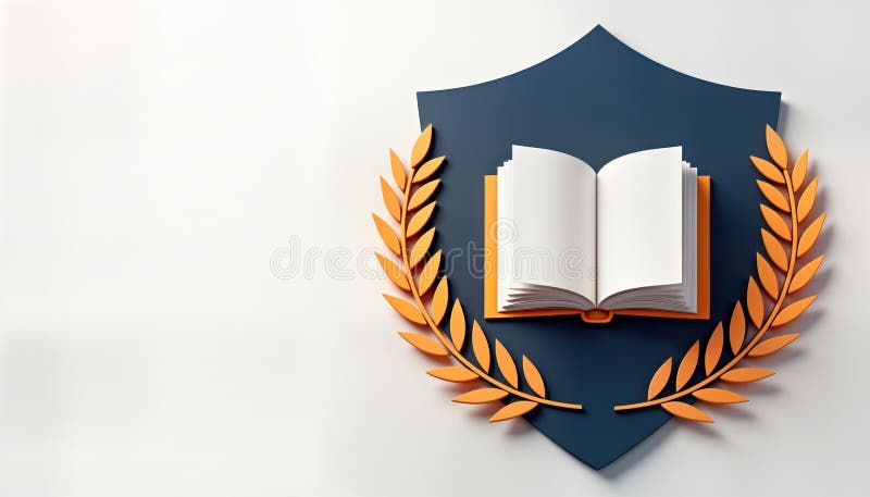 Educational Logo Design. Shield Shape Logo with Open Book, Laurel ...