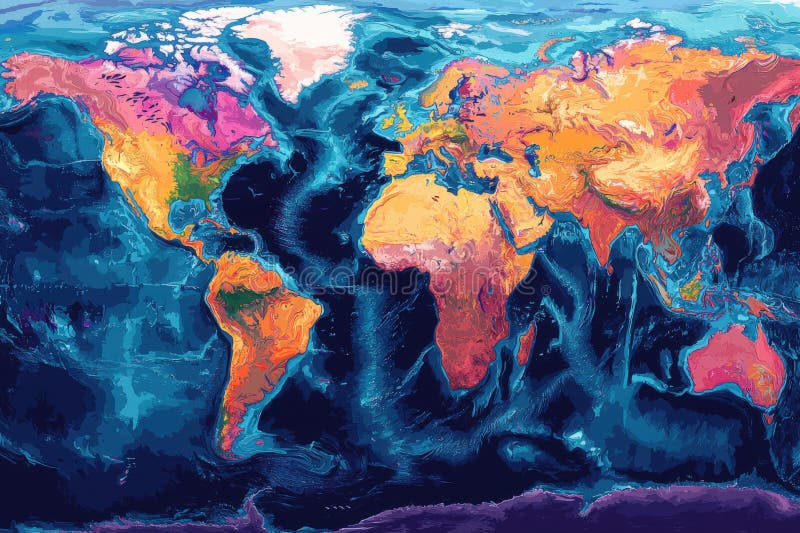 An Educational Map Illustrating Oceanography Concepts, Including ...
