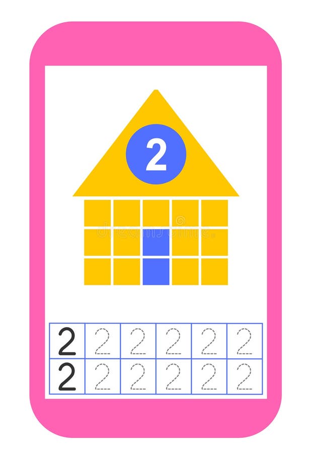 Educational Material for Kids. Worksheet for Training Numbers. Number 2 ...