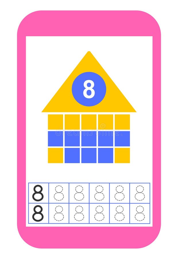 Educational Material for Kids. Worksheet for Training Numbers. Number 8 ...