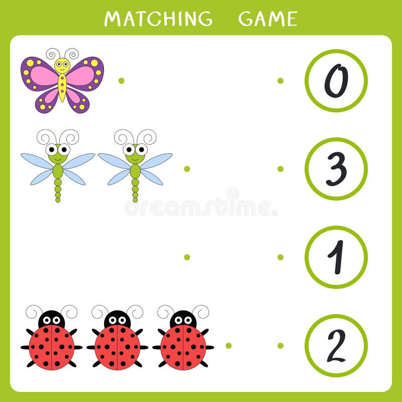 Educational Math Game for Kids Stock Vector - Illustration of insects ...