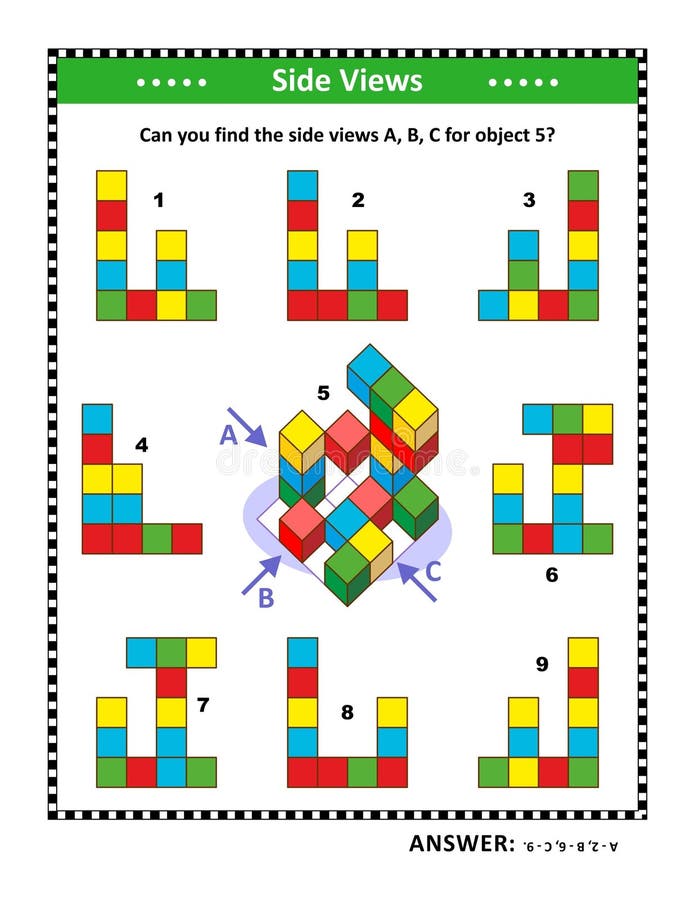 Educational Math Puzzle with Colorful Toy Blocks Stock Vector ...