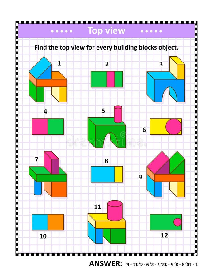 Educational Math Puzzle with Colorful Toy Blocks Stock Vector ...