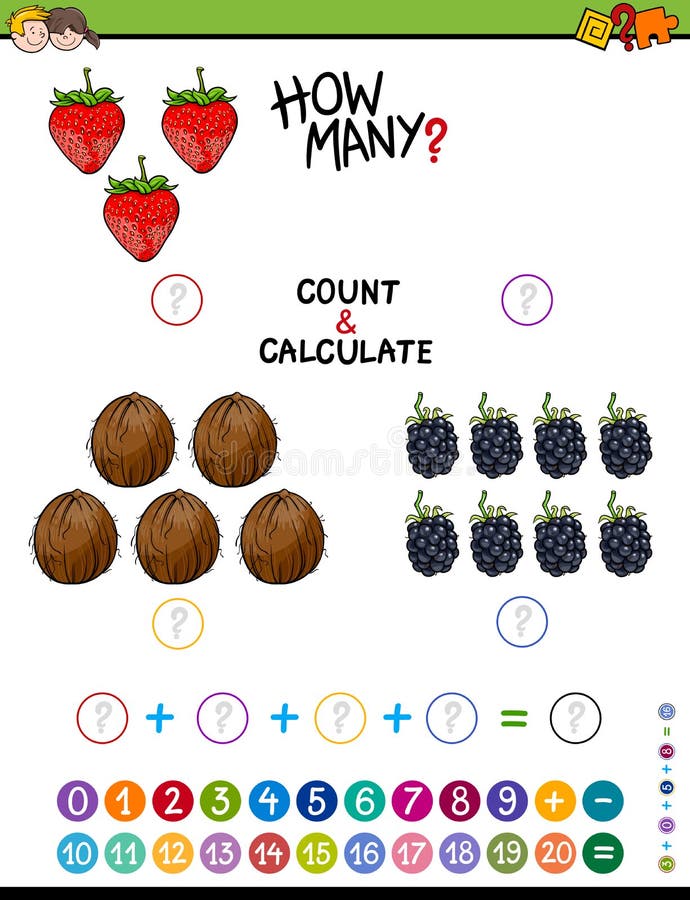 Educational Mathematical Worksheet Stock Vector - Illustration of ...