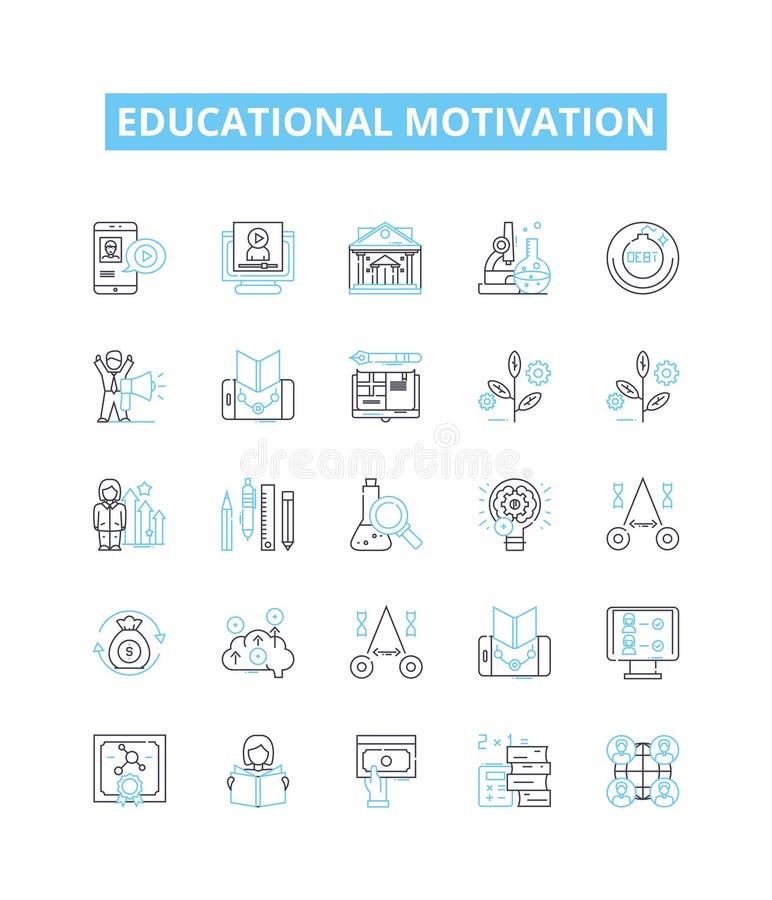 Educational Motivation Linear Icons Set. Inspiration, Growth ...