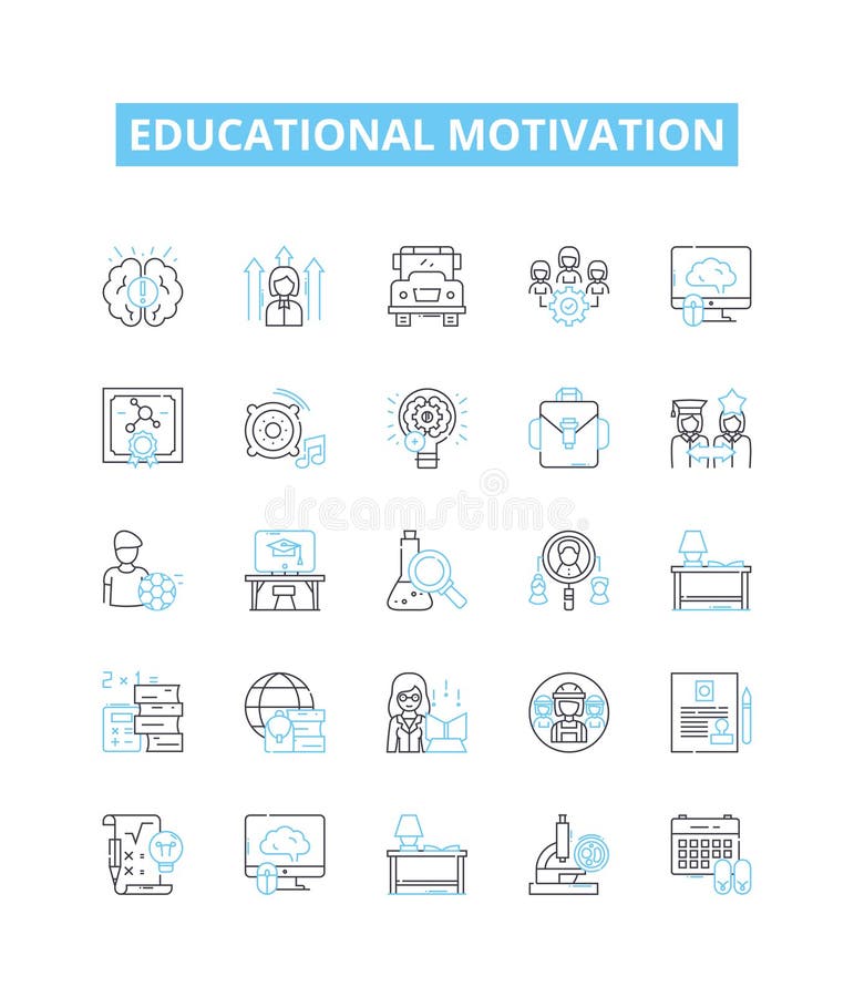 Educational Motivation Vector Line Icons Set. Learning, Inspiration ...